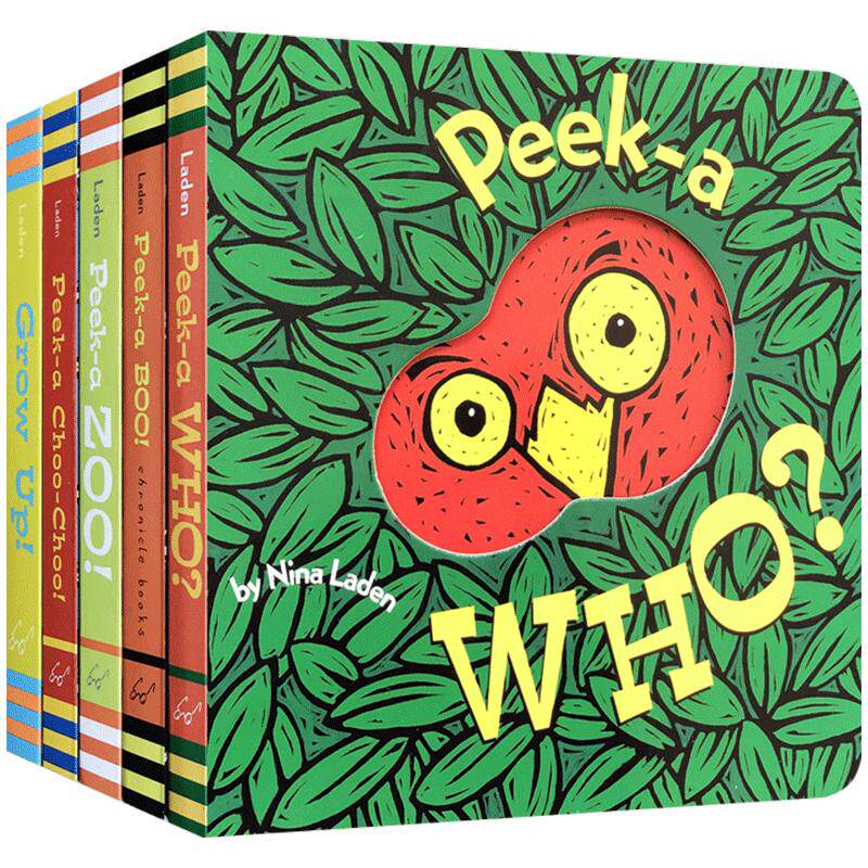 送音频英文原版猜猜我是谁3本套装peek a who/CHOO-CHOO/Who Loves You 0-3岁绘本躲猫猫洞洞书启蒙阅读宝宝亲子 ...