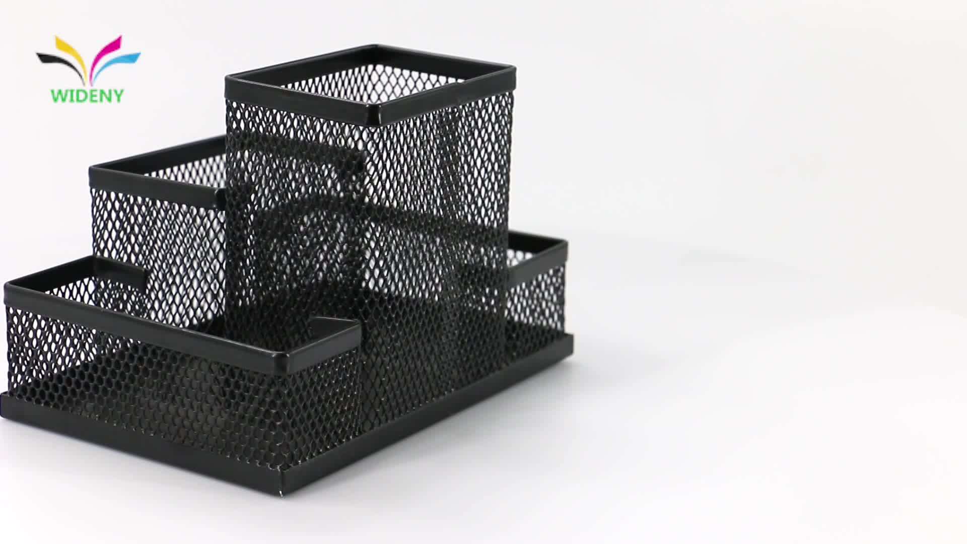 Wideny Office Stationery Supply Black Metal Wire Mesh Desk Set With ...