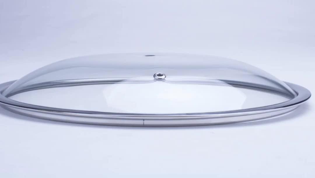 T Type Glass Dome Cover With Stainless Steel Rim For Cookware Pots ...