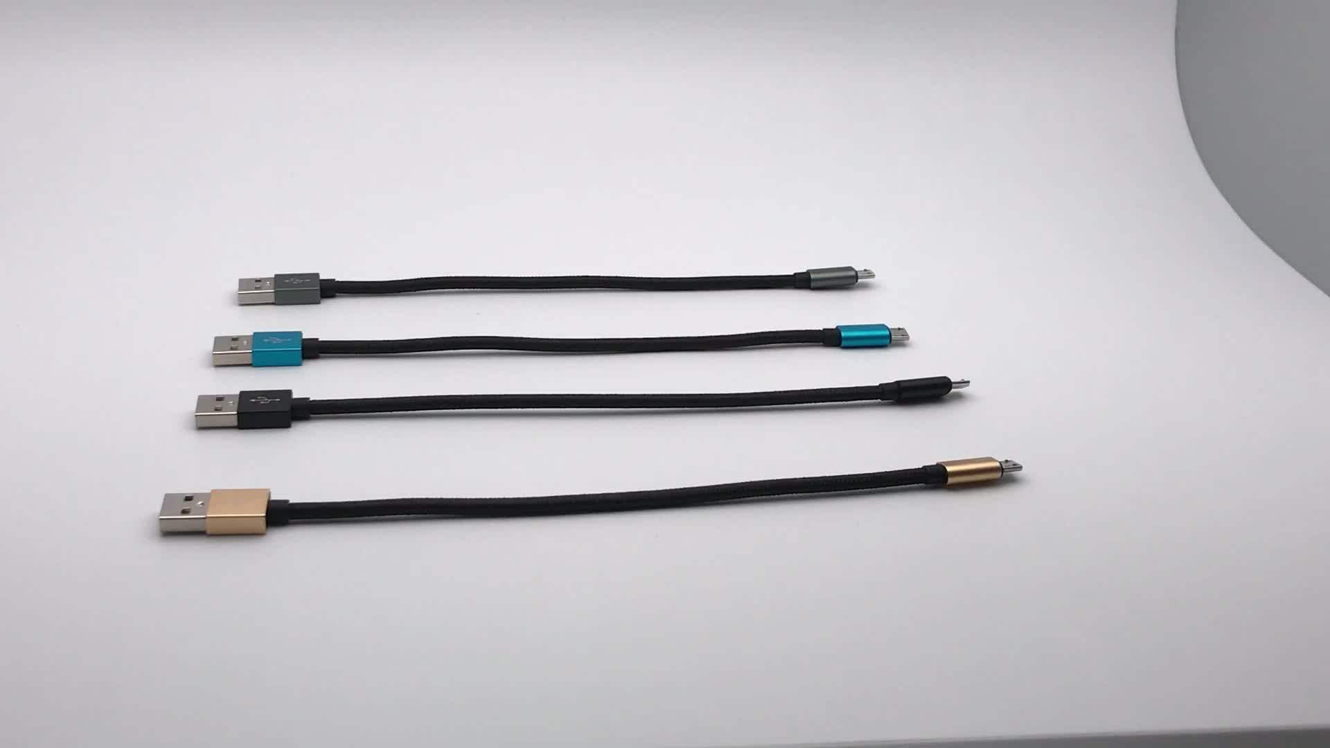 20cm Micro Usb 2.0 Nylon Braided Short Power Bank Charge Cable - Buy ...