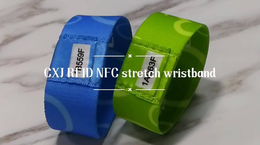 Elastic Fabric Bracelets Reusable Nfc Wristbands Strap / Stretch Woven ...