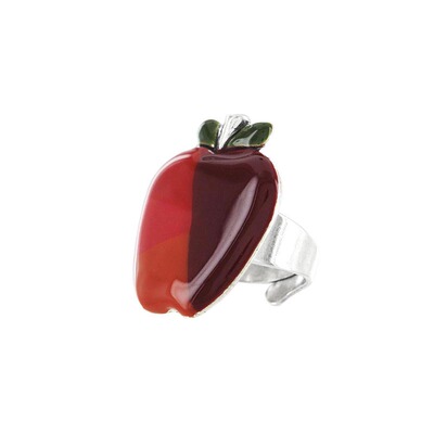 法国TARATATA珐琅彩绘红苹果戒指女圣诞节小众设计个性单身食指戒
