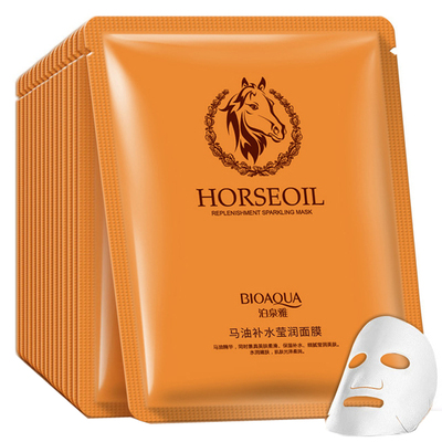 korean sheet mask Female Horse Oil Cream 10PCS马油补水面膜贴