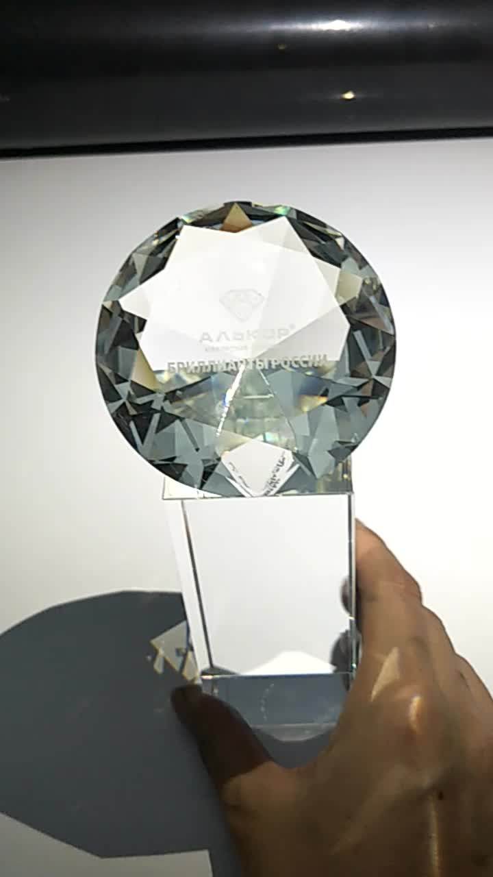 Hot Logo Engraved K9 Crystal Diamond Award Trophy For Vip Customer ...