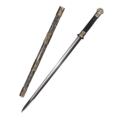 龙泉市泉字号宝剑雪影环首剑八面羽毛纹一体手工龙纹长汉剑未开刃