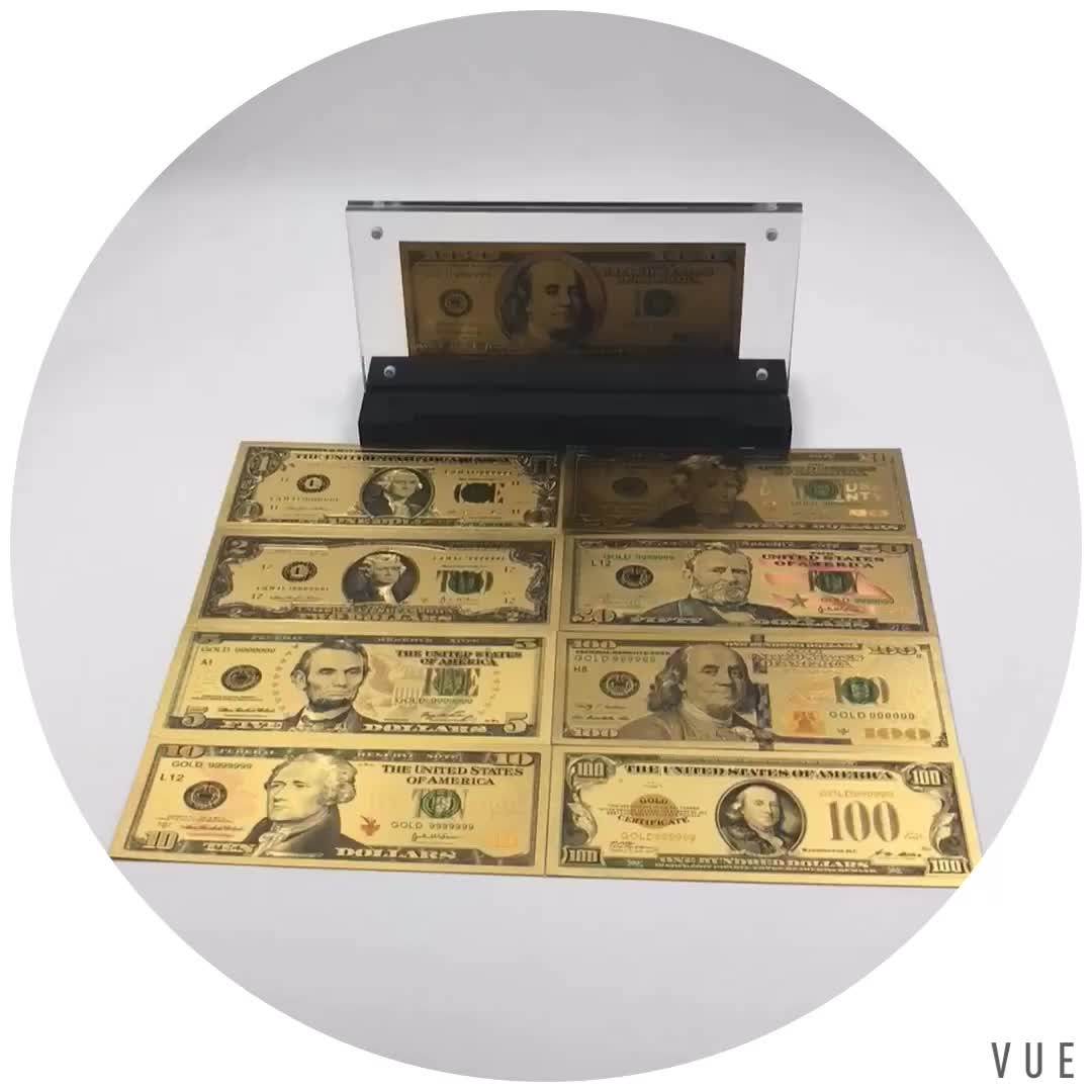 10pcs/lot Santa Claus Gold Foil Banknotes Colorful Usd 2 Dollar Golden ...