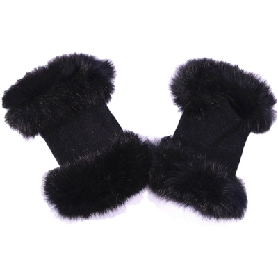 秋冬款手套女士半指兔毛办公