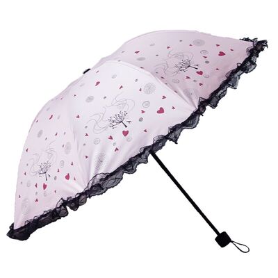小清新蕾丝雨伞折叠用两用伞黑胶