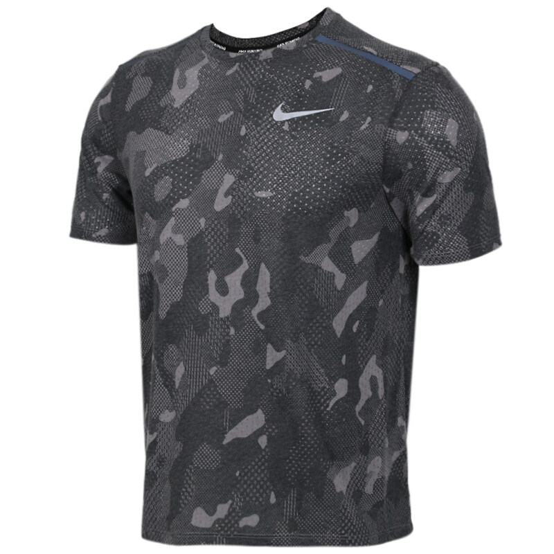 耐克男T恤2023秋款字母印花速干透气跑步运动圆领短袖 FB5513-010_虎窝淘