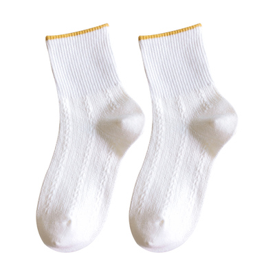 秋冬新品双针学院风女生运动袜子