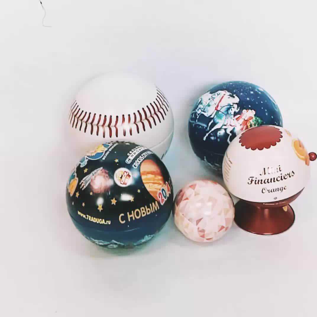 Christmas Popular Hot Sale Round Ball Shape Tin Toy Candy Tin Box Gift ...