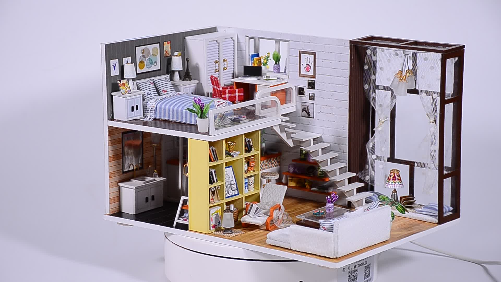 Wooden Toy Doll House With Furniture Cute Room Diy Wooden Doll House