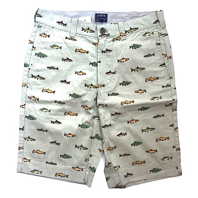 现货美国购入J.CREW男纯棉印花休闲短裤直筒版型J0546
