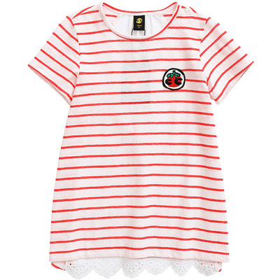 韩国条纹拼接可爱短袖上衣