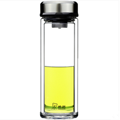 希诺时尚商务泡茶无铅双层玻璃杯