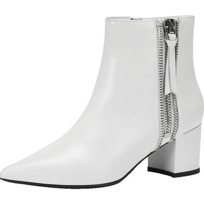 Aee时装靴个性帅气中跟牛皮短筒