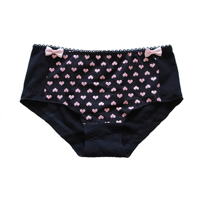 舒适中腰纯棉爱心图案女生内裤