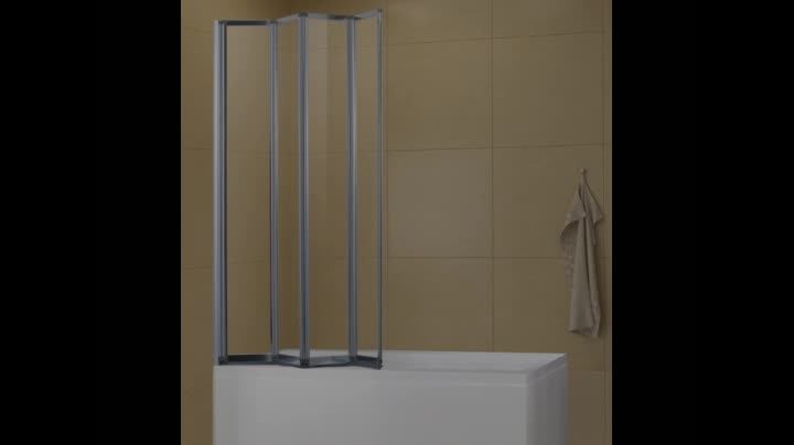 Folding Bathtub Shower Tempered Glass Screen Extension With Aluminum ...