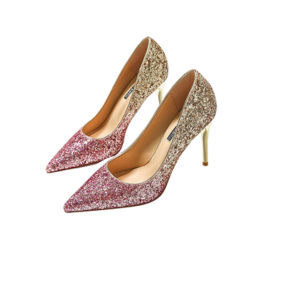 小码亮片渐变时尚风高跟鞋