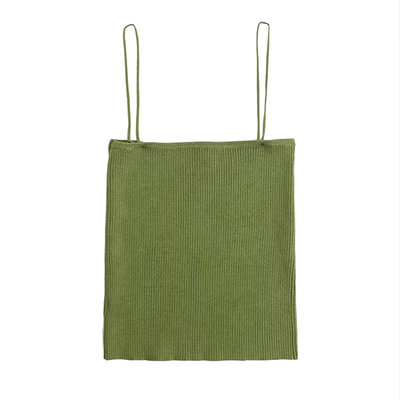 BERAN 欧美un1f平口细肩带高腰短款百搭纯色针织打底吊带背心