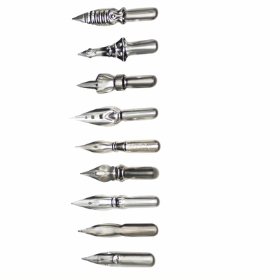 流冰犀点尖9款  G尖小弯尖手指尖 英文书法笔尖直杆蘸水笔哥特体花体圆体ES平尖点尖新手练习套装彩墨试色用