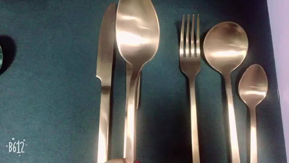 Elegant Gold Color Matte 18/10 Stainless Steel Flatware,Rose Gold Matte ...