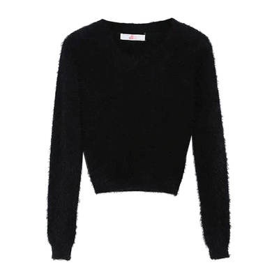 wsstudios复古纯色露脐羽毛纱