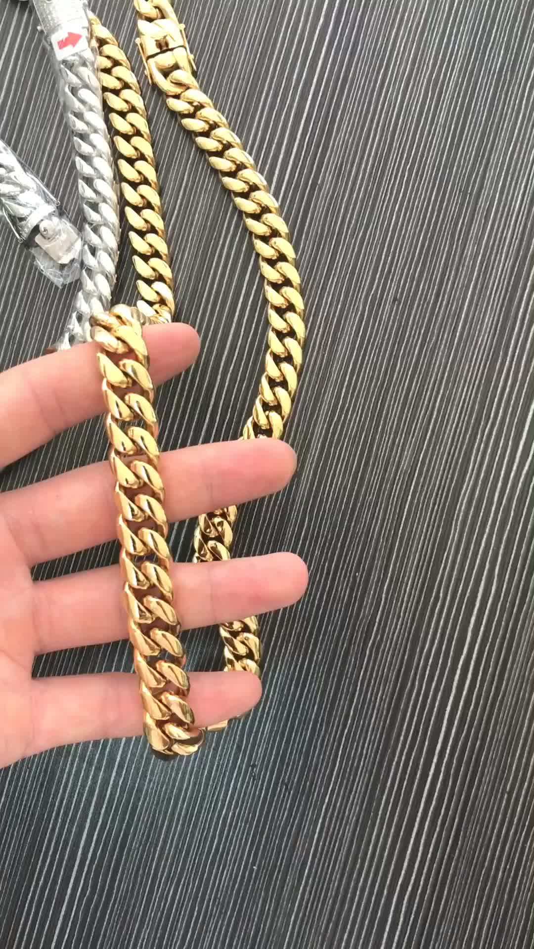 10mm 14mm Hip Hop Chain 18k Gold Plated Stainless Steel Men Jewelry ...