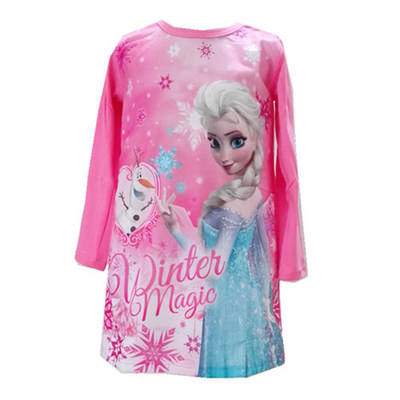 女童睡裙韩国童装迪斯尼Frozen冰雪奇缘春秋家居服睡衣裙长袖睡衣