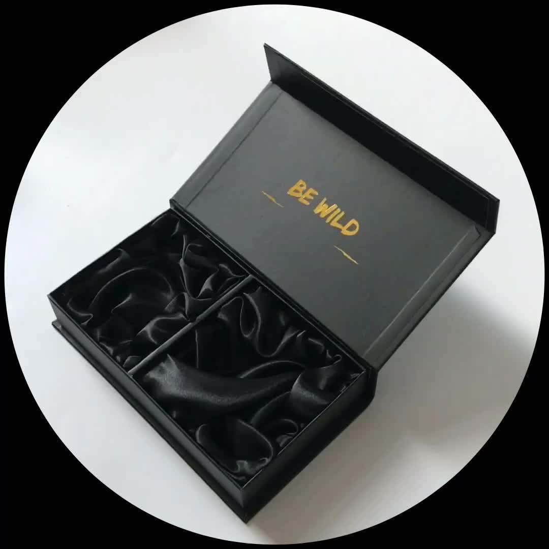 Custom Luxury Magnetic Printed Matt Black Packaging Box With Satin ...