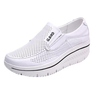 镂空头层牛皮休闲女鞋透气吸汗