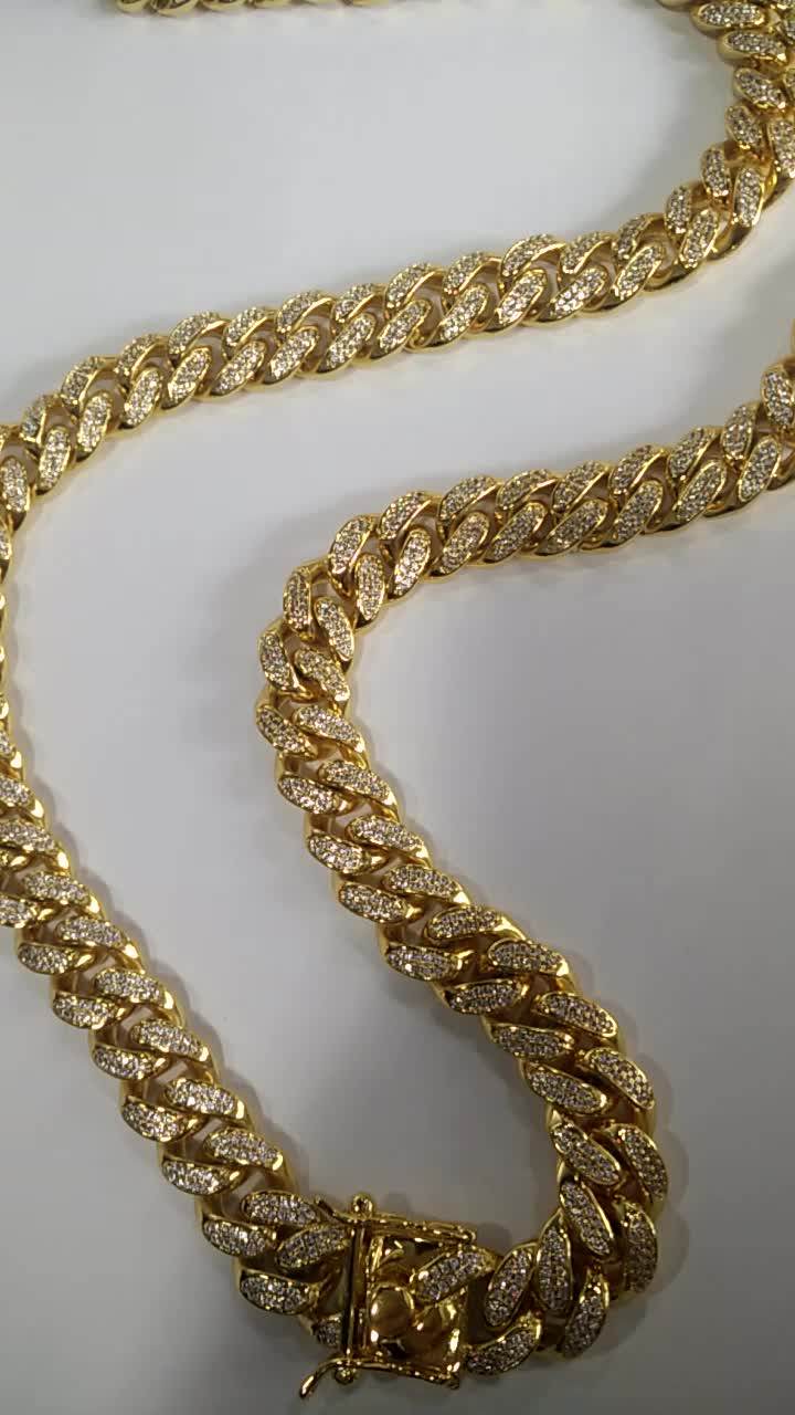 12mm 18k Italian New Cuban Link Gold Chain Design For Men,Diamond Cuban ...