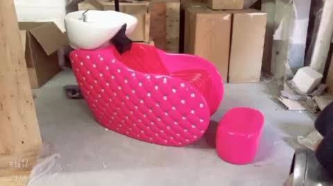 Hair Chair Shampoo Wash Unit Pink Salon Shampoo Station Sink And Chairs ...