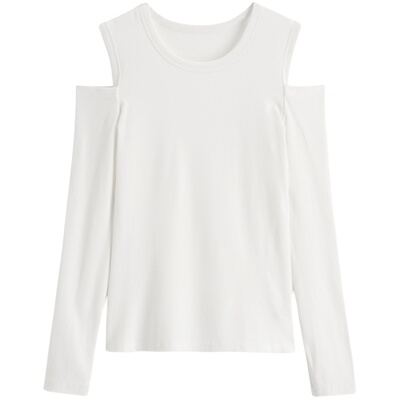 露肩秋装洋气百搭时尚风长袖t恤