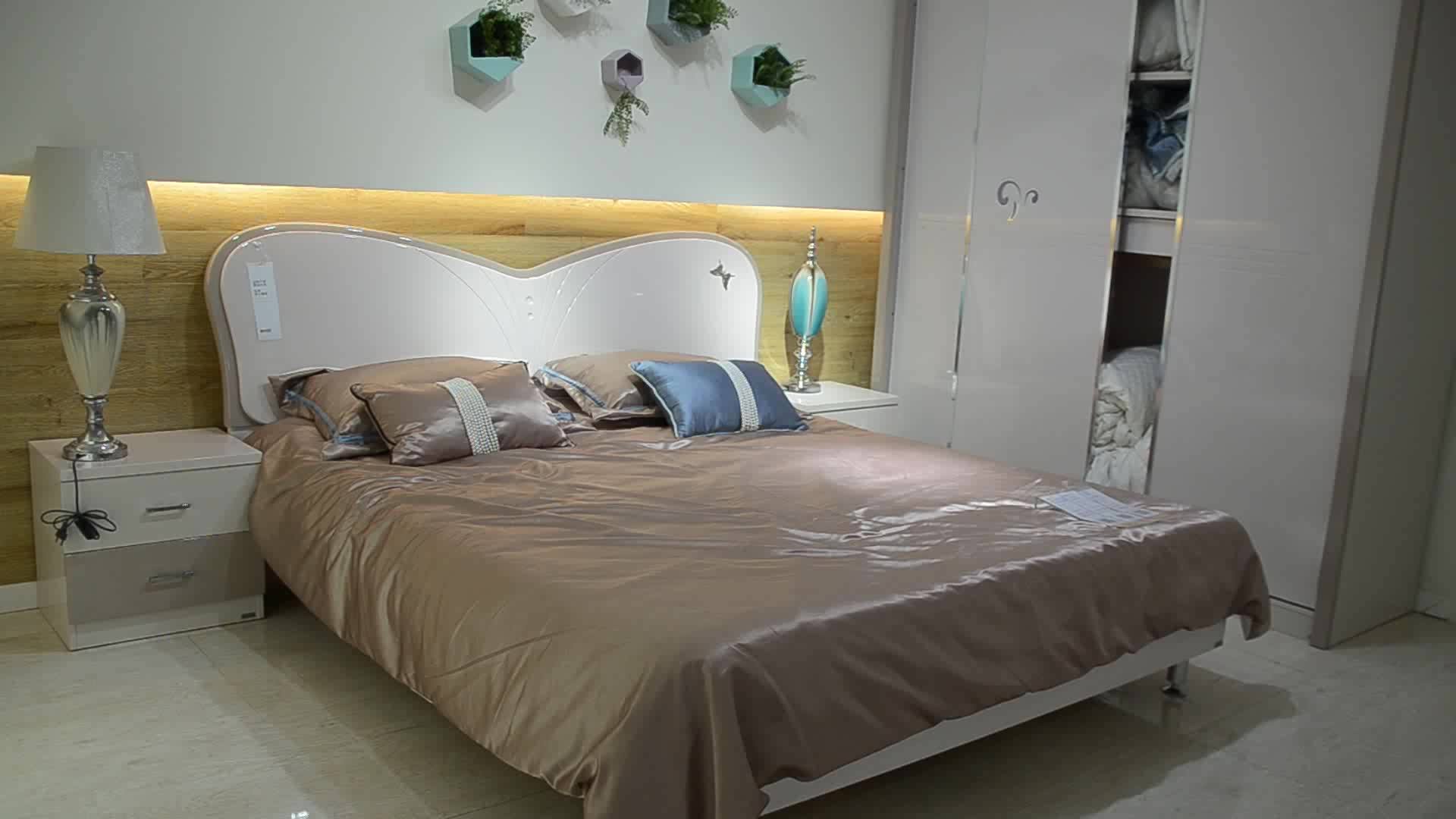 Latest Wooden Double Cheap Mdf Bed Frame Design Furniture Slat Bed ...