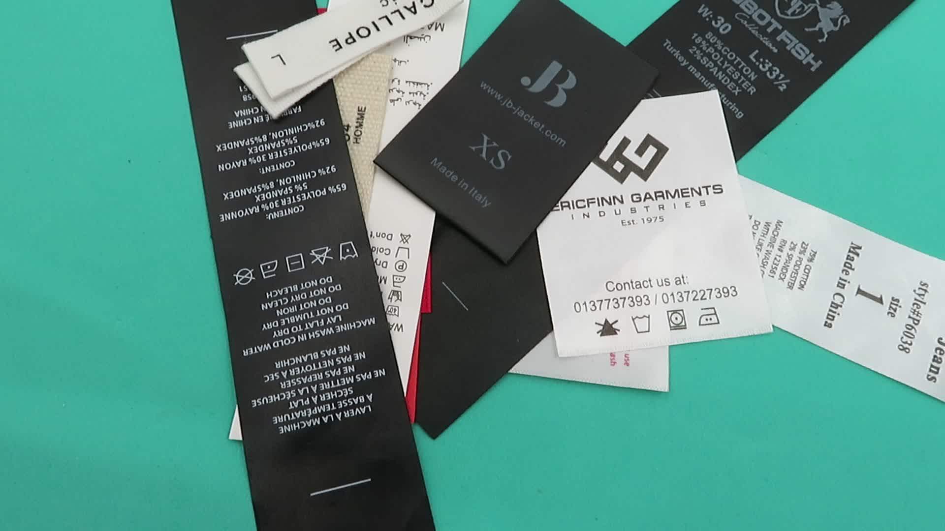 Black Polyester Satin Garment Care Label /high Quality Ribbon Printed ...