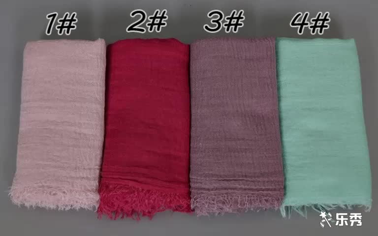 High Quality Muslim Scarf Women Hijab Solid Color Rayon Cotton Crinkle