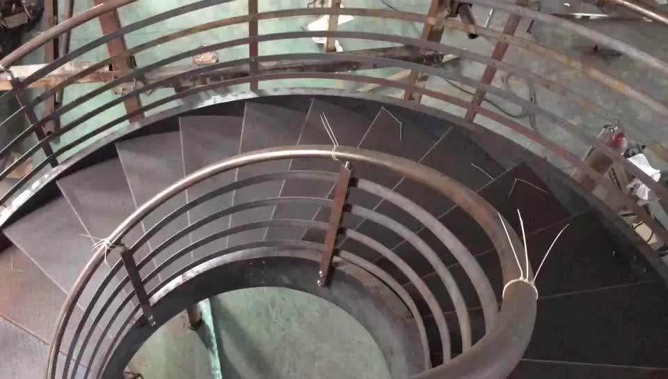 Modern Steel Staircase Indoor Curved Fabricated Steel Stairs Indoor ...
