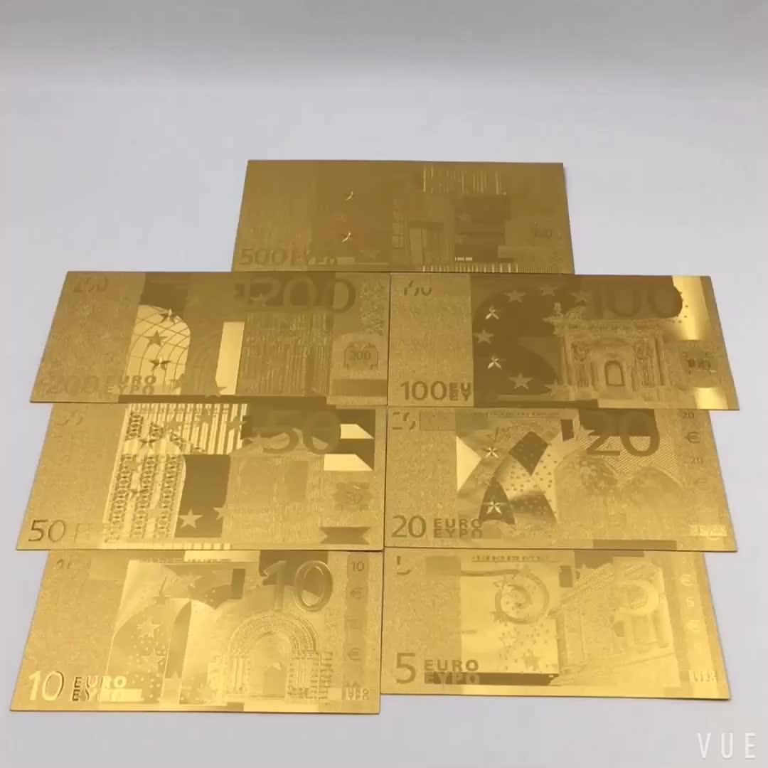 Waterproof Plastic Euro 500 Banknotes 24k Gold Foil Bill For Wedding ...