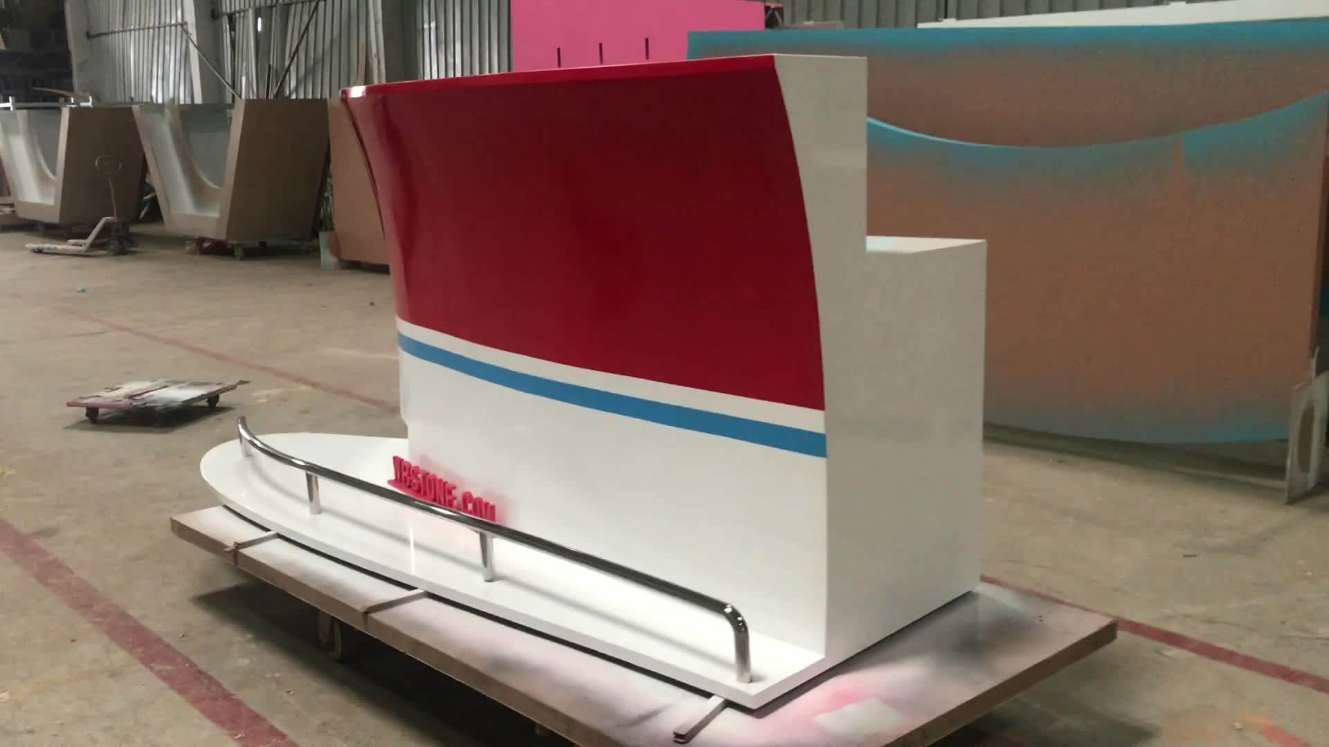 Antique Artificial Marble Small Curved Nightclub Fast Food Bar Counter ...