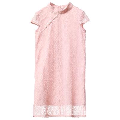 知了童装女童夏装蕾丝裙儿童旗袍