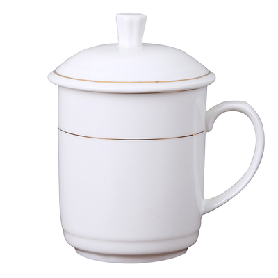 陶瓷商务礼品纯白茶杯定制logo