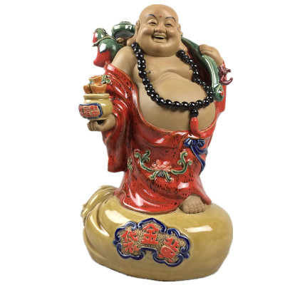 如意石湾公仔笑佛大师家居摆设