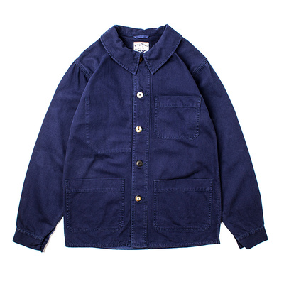 IndigoWhale 复古荷叶领经典剪裁法式工装French chore jacket