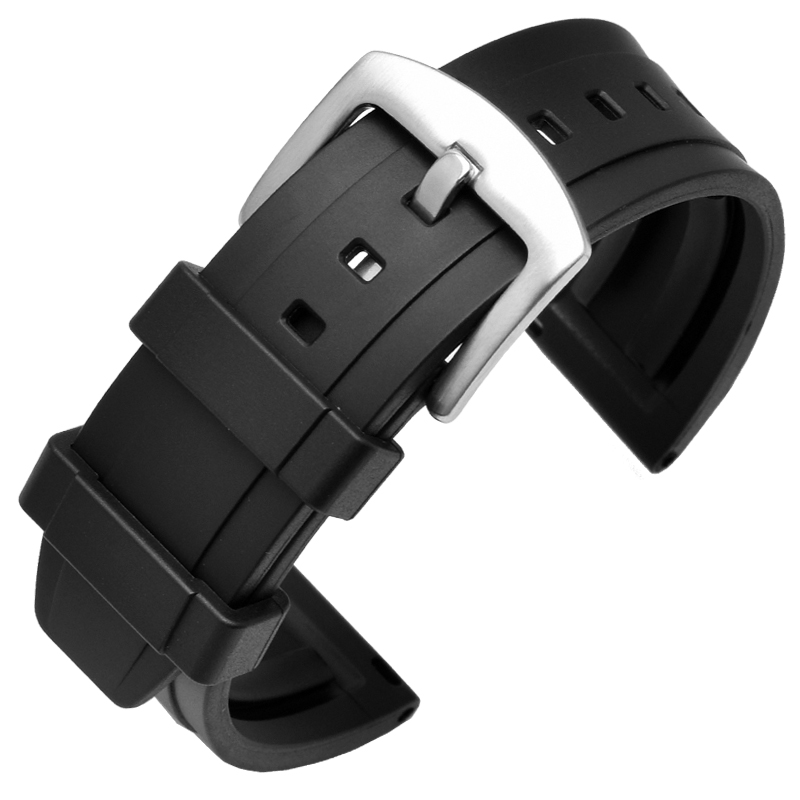 适配华为watch GT硅胶表带荣耀Magic/Dream智能手表替换腕带 Ticwatch S2/E2华米Amazfit黑色氟橡胶腕带表带_虎窝淘