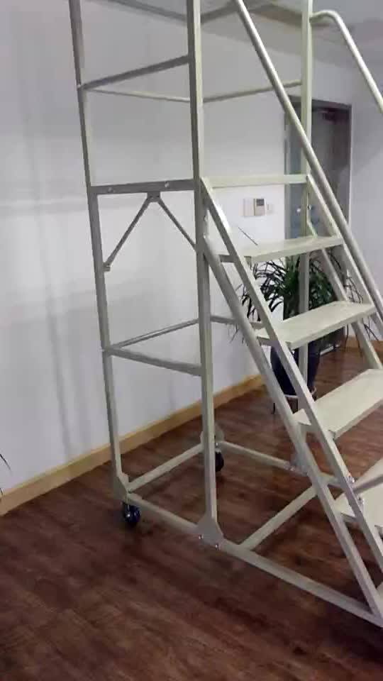 Warehouse Mobile Platform Ladder With Handrails - Buy Warehouse Mobile ...
