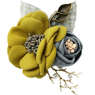 韩范布艺花朵披肩扣外套大衣胸花