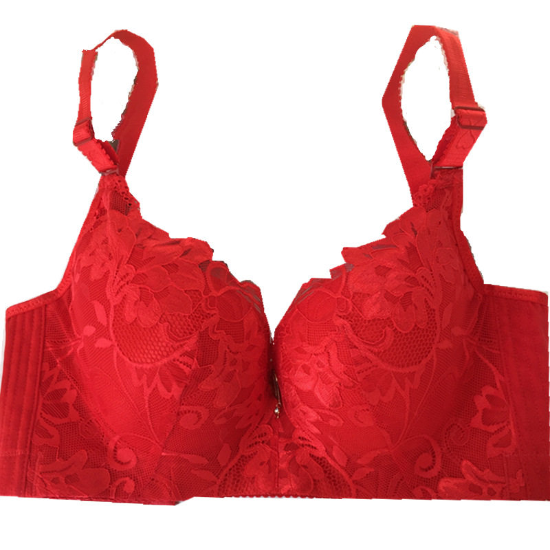 夏季大码胖MM文胸薄款全罩杯立体定性薄模杯调整型内衣大红75DE_虎窝淘