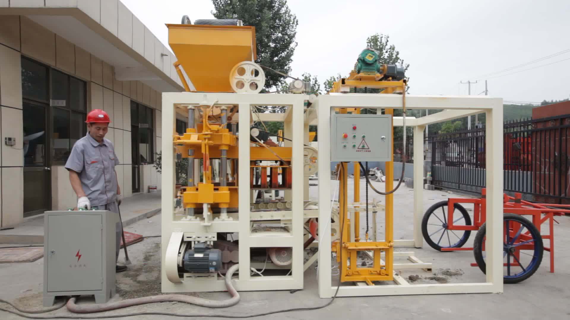 Qt4-24 Semi Auto Concrete Cement Hollowblock Brick Making Machine Sale ...