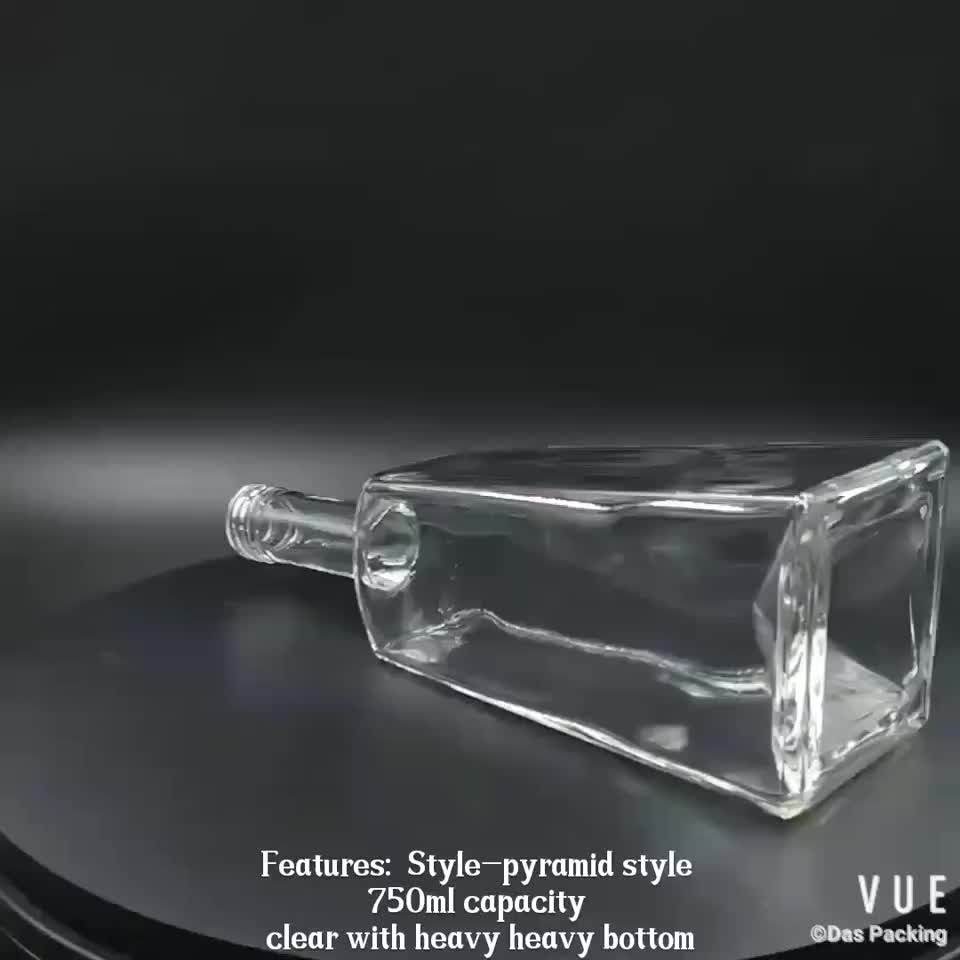 Unique Design 750ml Transparent Glass Pyramid Liquor Bottle - Buy ...